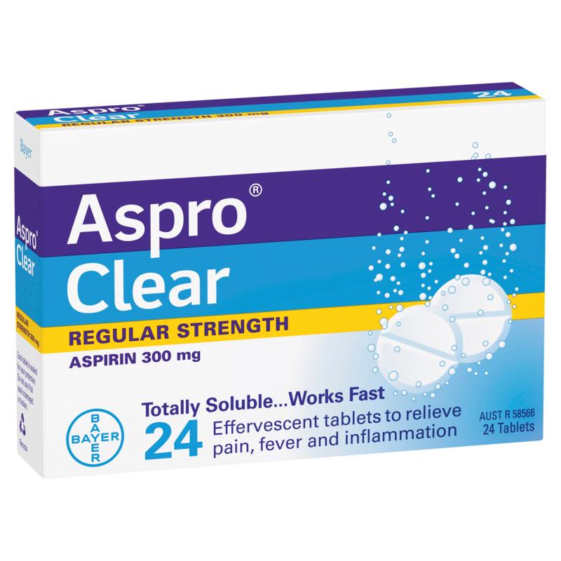 Aspro Clear Pain Relief Aspirin 24 Soluble Effervescent Tablets at ...