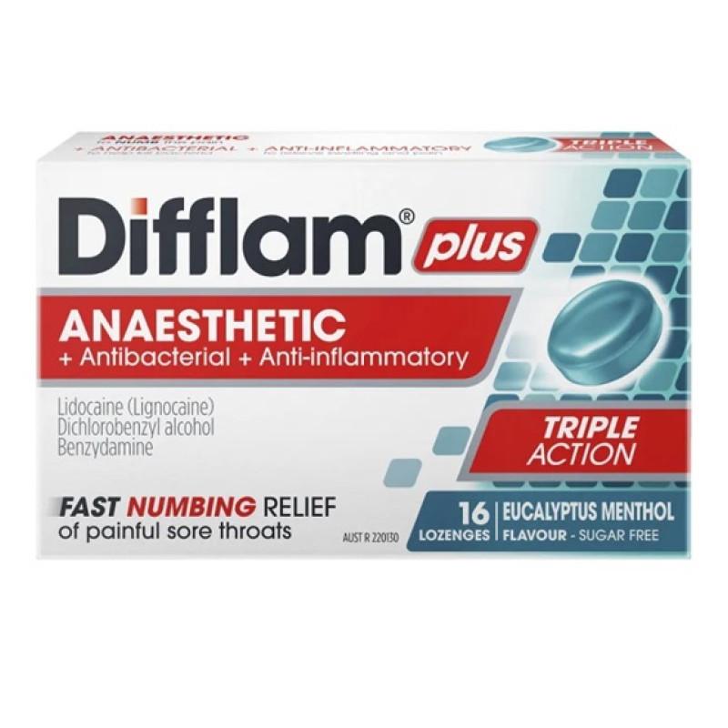 Difflam Plus Anaesthetic Sore Throat Lozenges Eucalyptus And Menthol ...