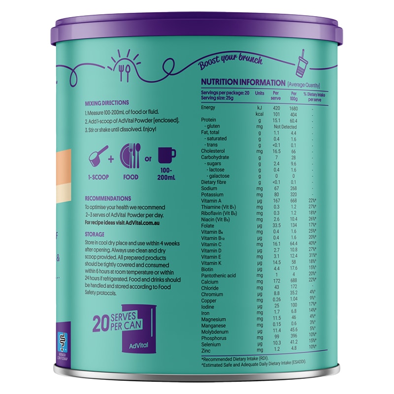 Buy AdVital Powder Complete Nutrition Neutral Powder 500g Online at ...