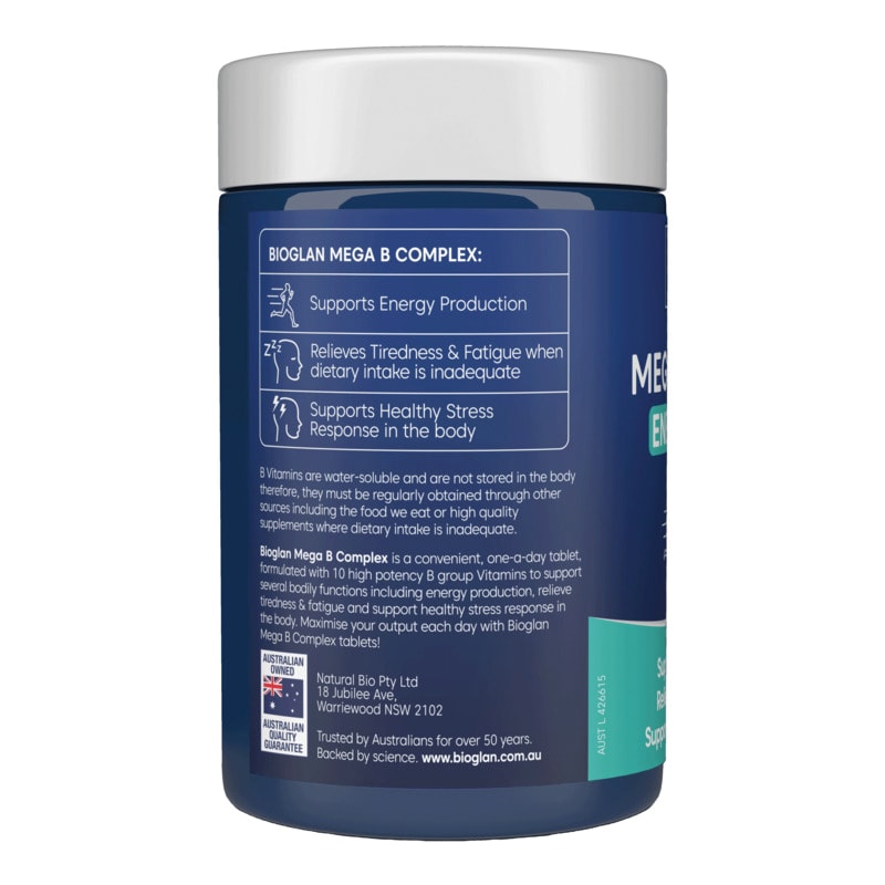 Bioglan Mega B Complex Energy and Stress 90 Tablets at Pharmacy Direct