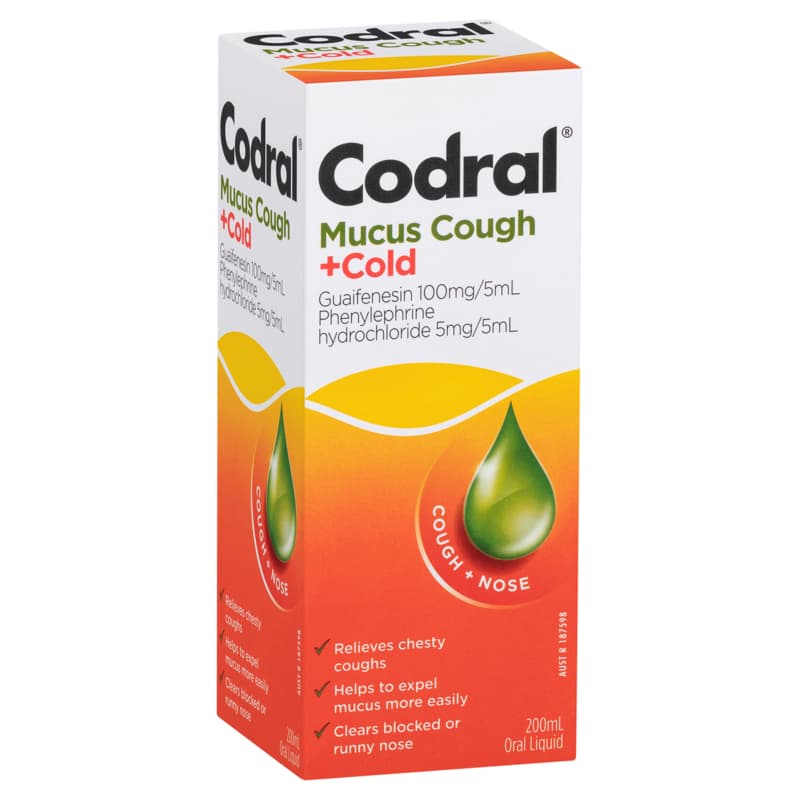 Buy Codral Mucus Cough And Cold Oral Liquid Raspberry Flavour 200ml ...