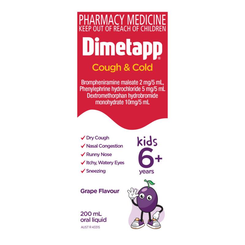Buy Dimetapp Kids Cough And Cold 6 years Plus 200ml Online at Pharmacy ...