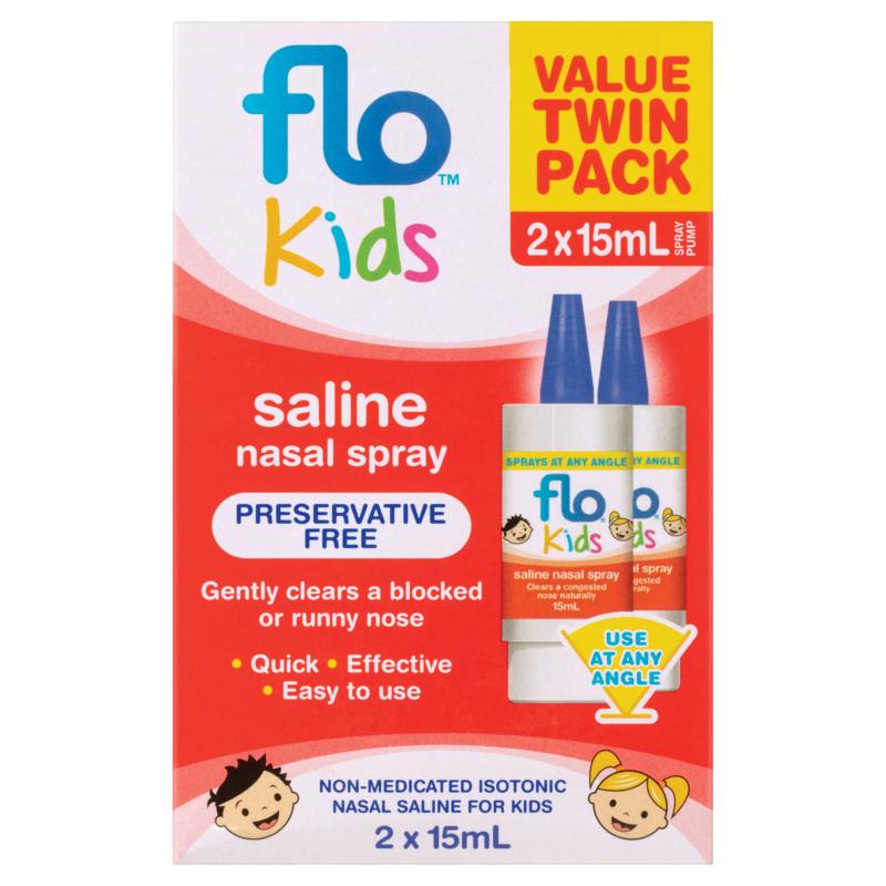 FLO Kids Saline Nasal Spray Twin Pack 2x15ml - 9333279000121