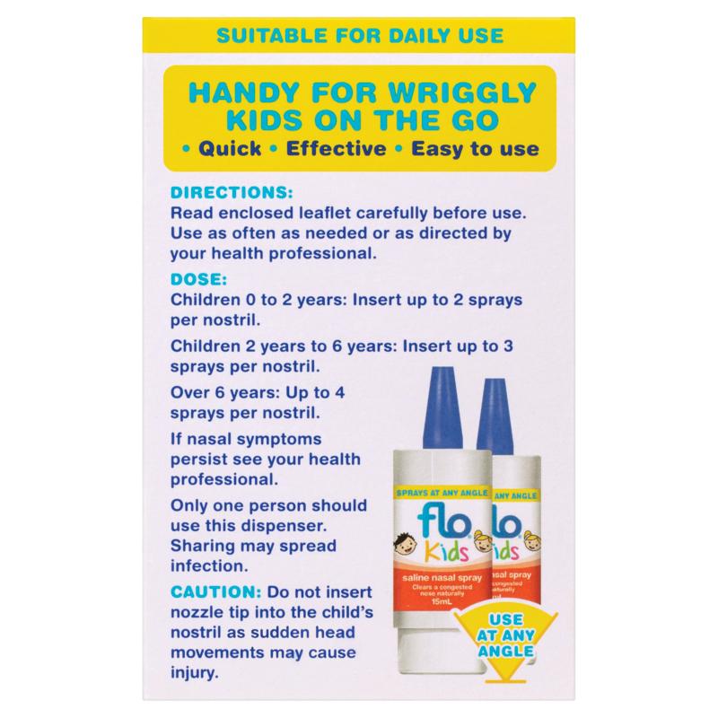 FLO Kids Saline Nasal Spray Twin Pack 2x15ml - 9333279000121