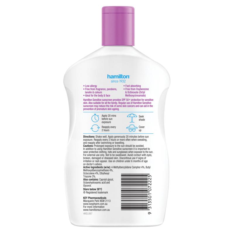 Buy Hamilton Sensitive Sunscreen SPF50 Plus Lotion 265ml Online at ...