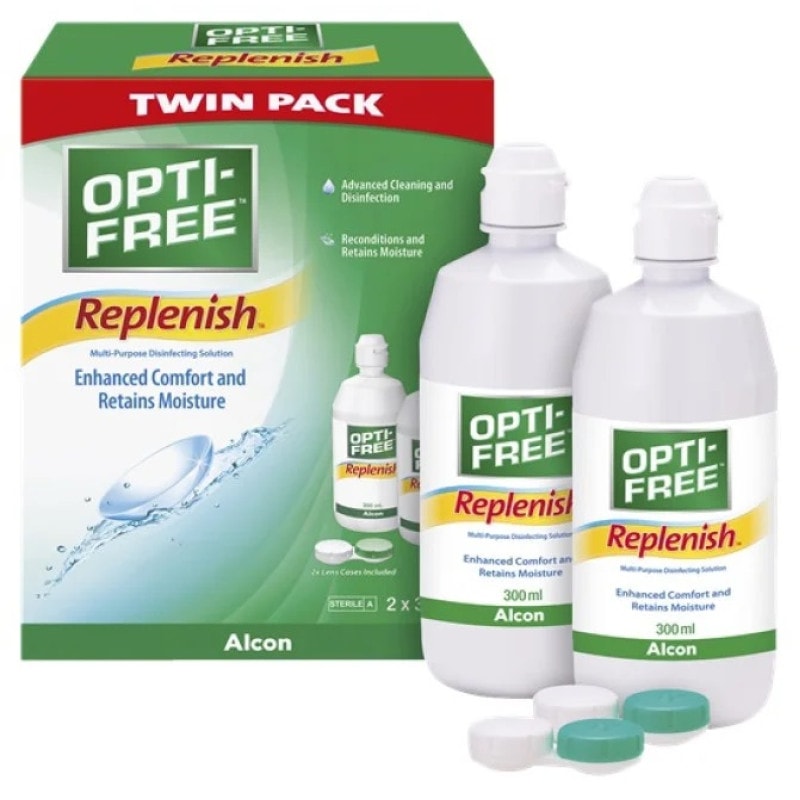 Buy Opti Free Replenish Contact Lens Solution TWIN pack 300ml x 2 ...
