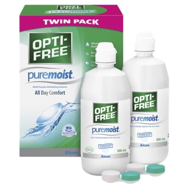 Buy Opti Free PureMoist Contact Lens Solution Twin pack 300ml x 2 ...
