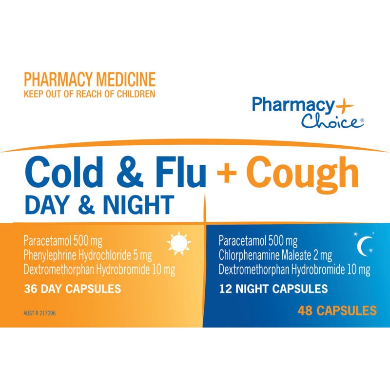 Buy Pharmacy Choice Cold And Flu + Cough Day And Night 48 Capsules ...