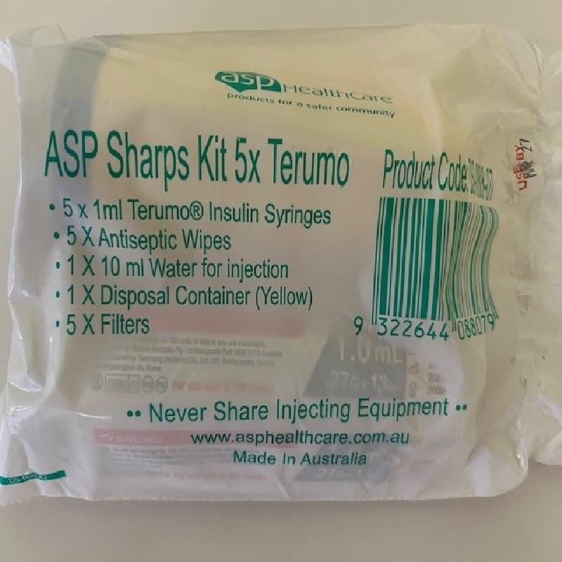 Sharps Kit and Terumo Syringe 27g 5x 1ml with Disposal Container at ...