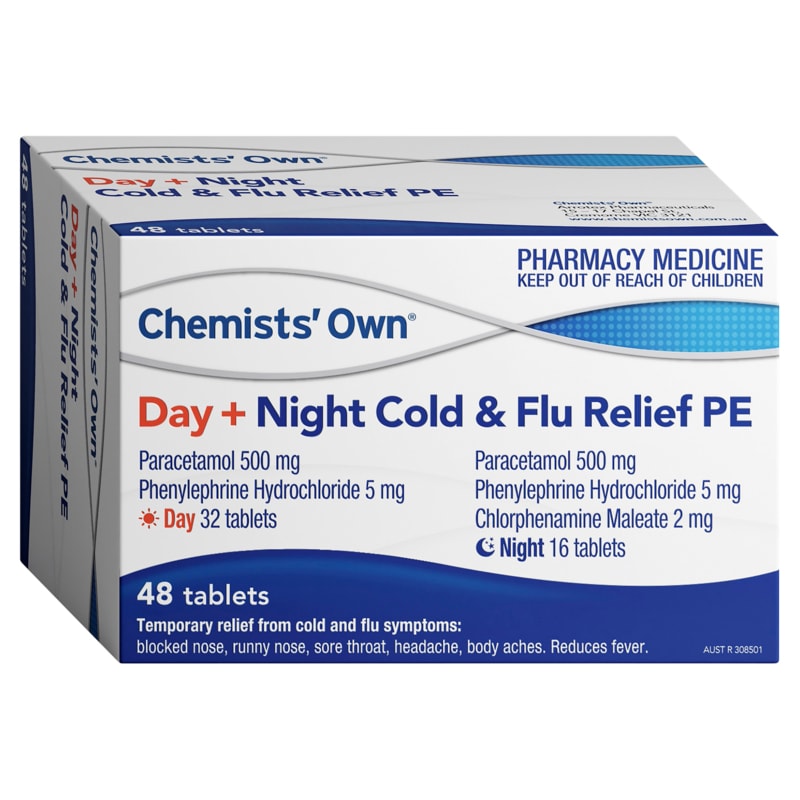 Chemists Own Day Plus Night Cold and Flu Relief PE 48 Tablets at ...