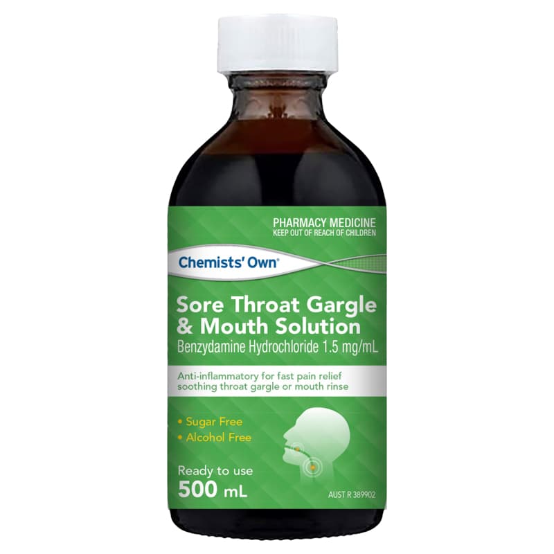 Chemists Own Sore Throat Gargle and Mouth Solution 500ml - 9350299011173