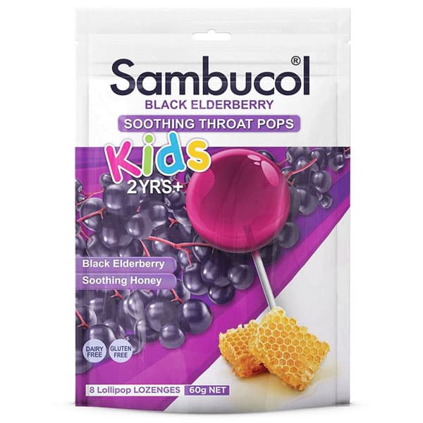 Sambucol Black Elderberry Soothing Throat Kid Pops 8 Pack - 9314807065454