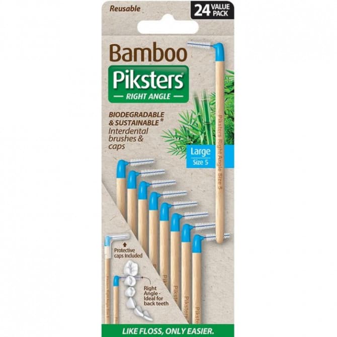 Piksters Bamboo Angled Interdental Brush Size 5 24 Pack - 9336628004511