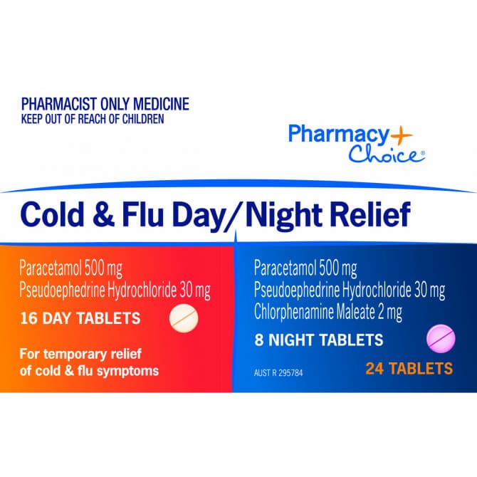 Pharmacy Choice Cold And Flu Day And Night 24 Tablets S3 - 9316100244062