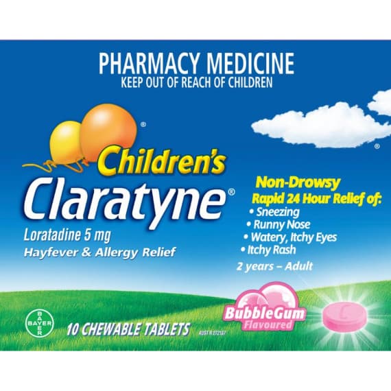 Buy Children’s Claratyne Bubblegum Chewables 10 Tablets Online