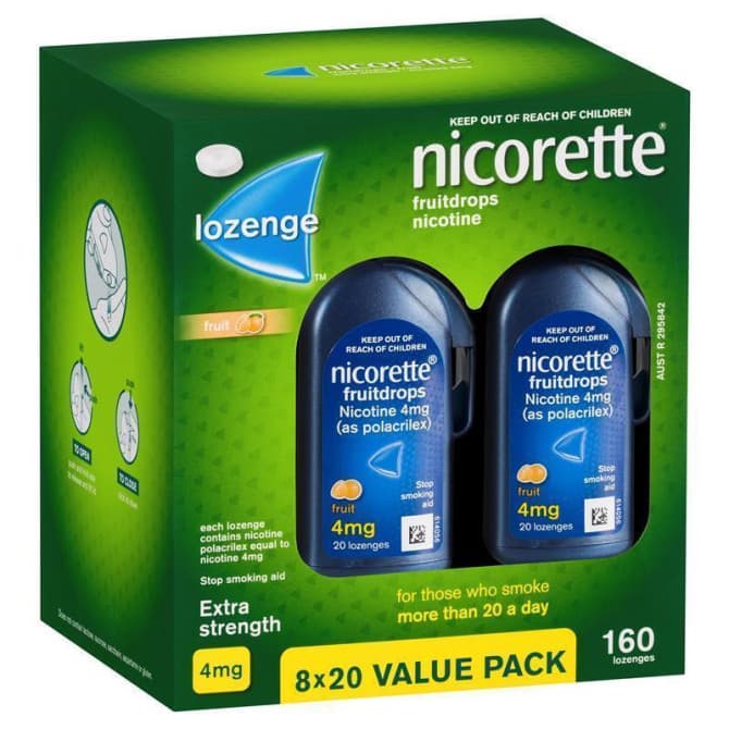 Nicorette Lozenges Fruit Drops 4mg 160 Lozenges Value Pack - 9300607011418