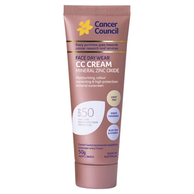 Buy Cancer Council Face Day Wear Mineral CC Cream in Light Tint SPF50 50g Online