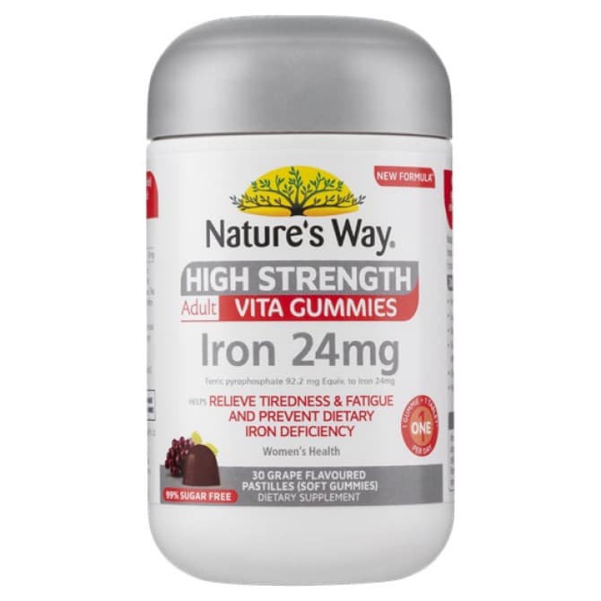Buy Natures Way High Strength Adult Vita Gummies Iron 24mg 30 Grape ...