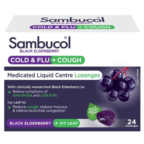 Sambucol Black Elderberry Cold and Flu Plus Cough Medicated Liquid ...