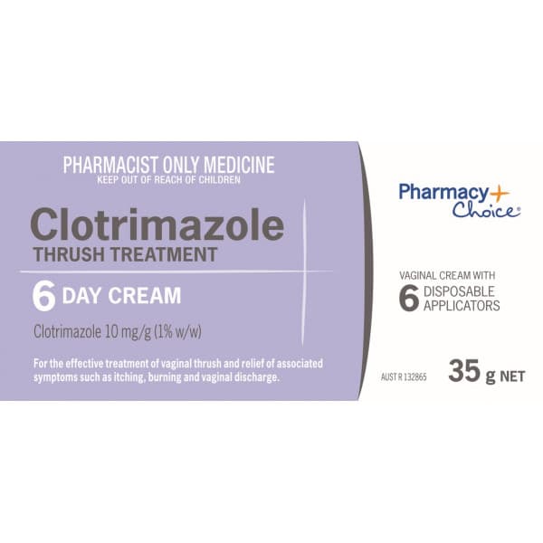 Buy Pharmacy Choice Clotrimazole Thrush Cream 6 Day Treatment 35g S3 Online