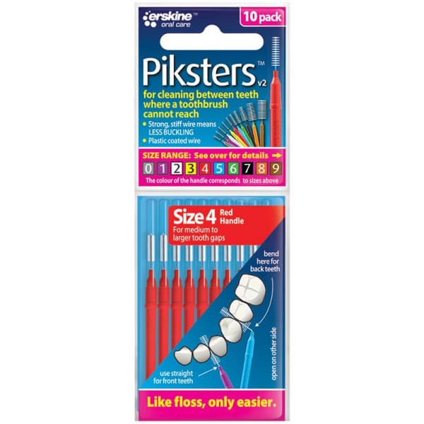 Piksters Size 4 Red 10 Pack - 9336628000049