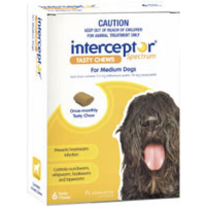 Buy Interceptor Spectrum Yellow For Medium Dogs Tasty Chews Pack 6 Online