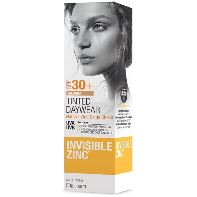 Buy Invisible Zinc Sunscreen Tinted Facial Cream Medium SPF30+ 50g ...