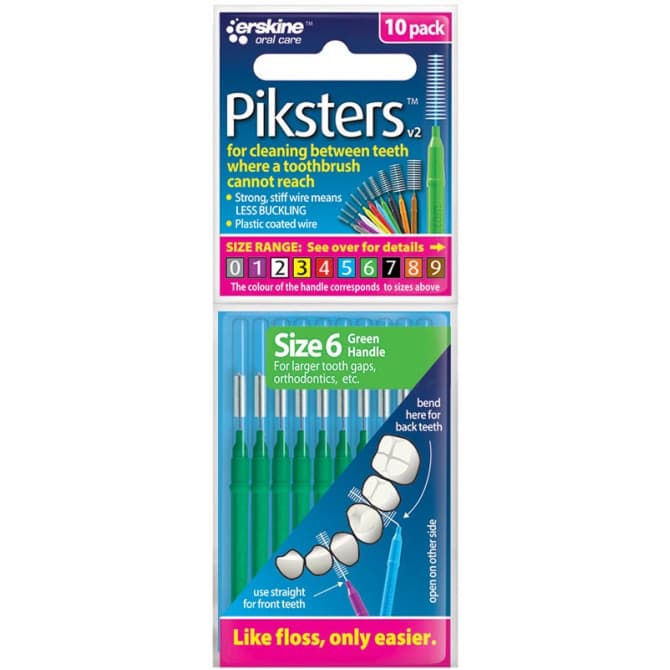 Piksters Size 6 Green 10 Pack - 9336628000063