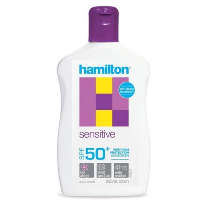 Buy Hamilton Sensitive Sunscreen SPF50 Plus Lotion 265ml Online