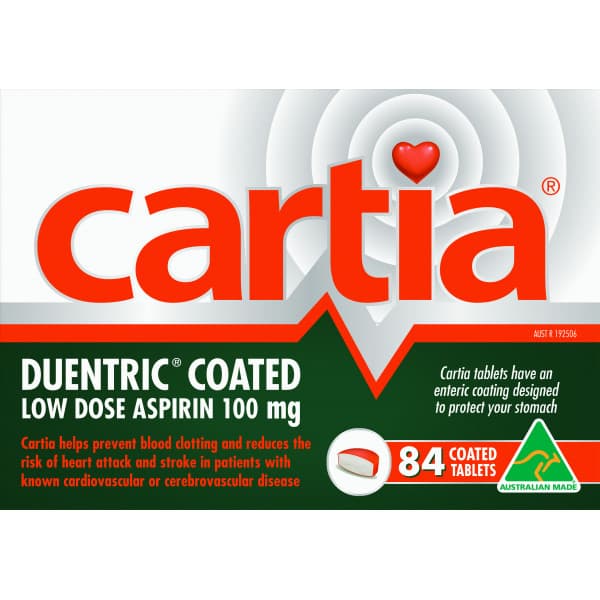 Buy Cartia 100mg 84 Tablets Online | Pharmacy Direct