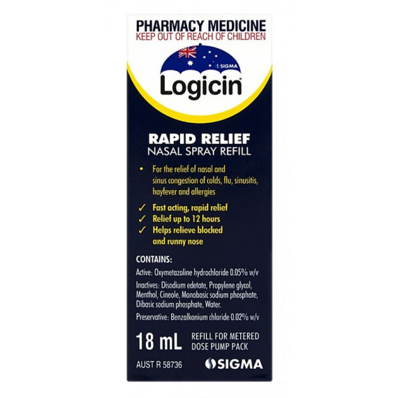 Buy Logicin Rapid Relief Nasal Spray Refill 18ml Online | Pharmacy Direct