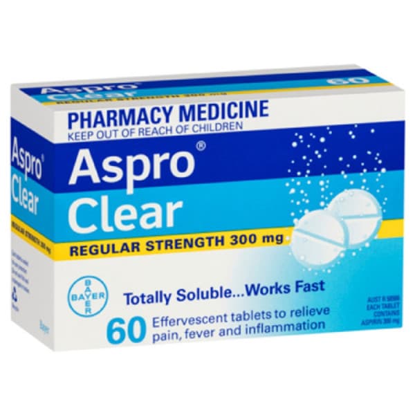 Buy Aspro Clear Pain Relief Aspirin 60 Soluble Tablets Online