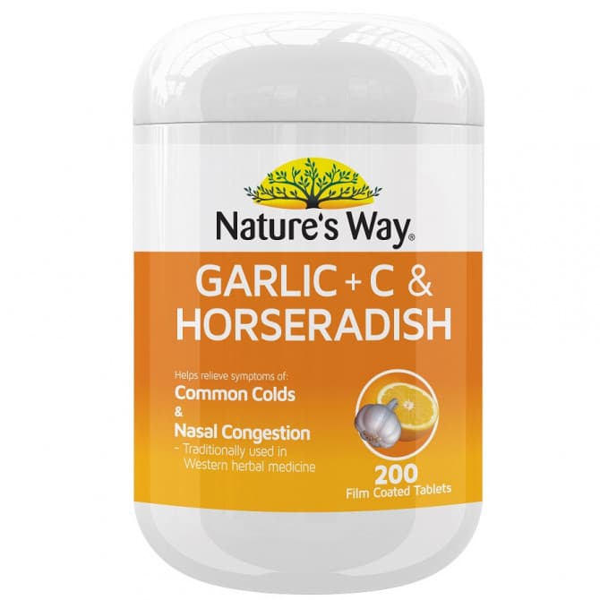Buy Natures Way Garlic plus C and Horseradish 200 Tablets Online