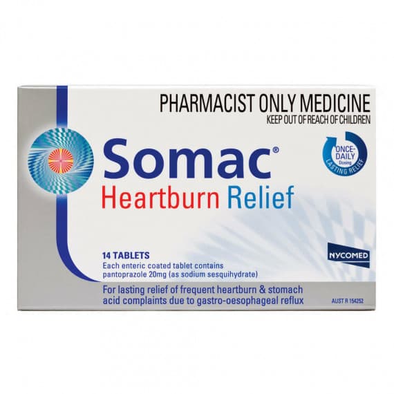 Somac Heartburn Relief 20mg 14 Tablets S3 - 9335311005026