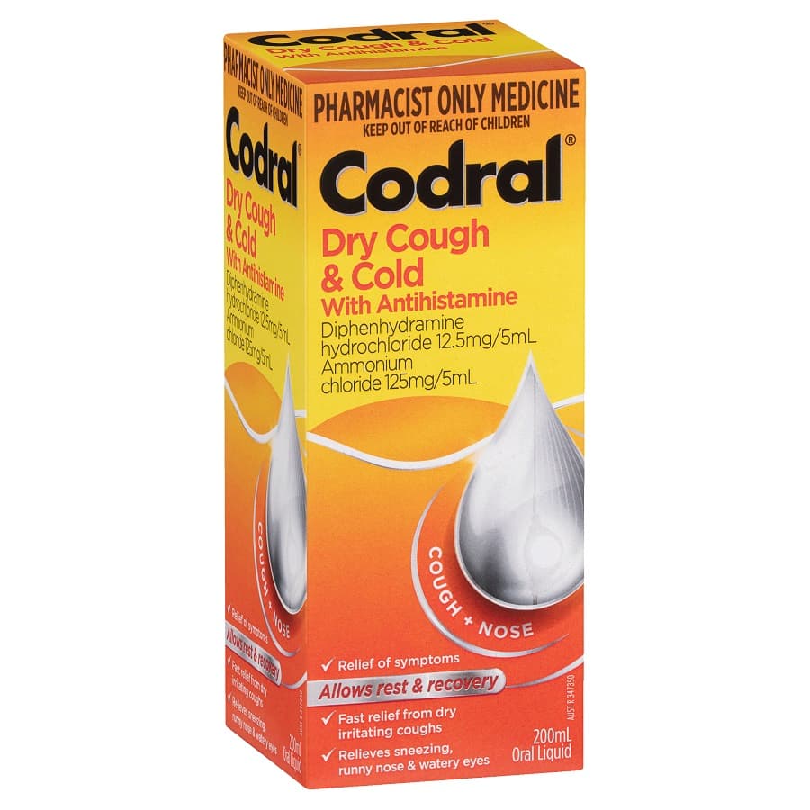 Buy Codral Dry Cough And Cold With Antihistamine Berry 200ml S3 Online