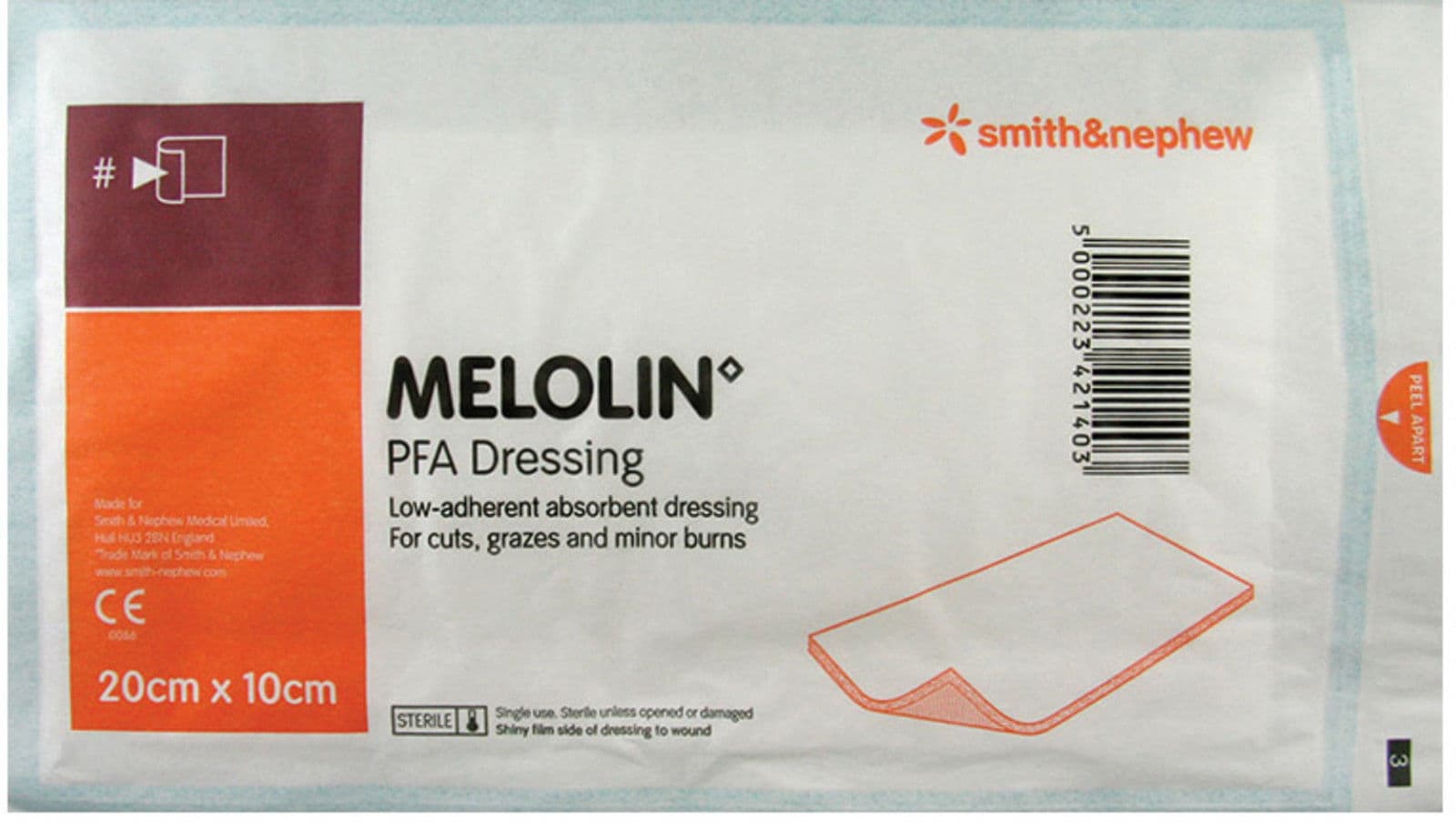 Melolin Dressing 10X20cm Singles - 5000223417321